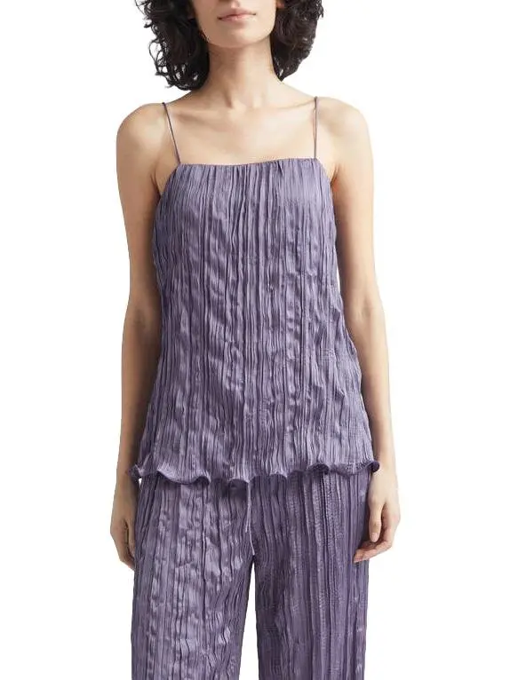 Posse Esme Plissé Camisole With Wavy Hem - Dusk