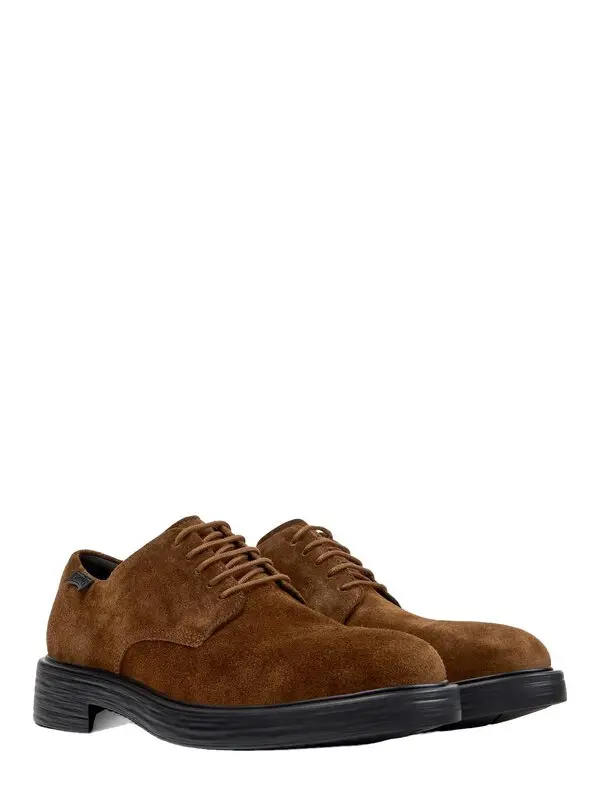 Camper Dean Derby Suede Lace-up Shoe - Medium Brown