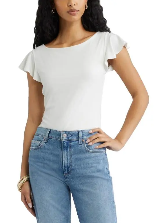 OPEN EDIT Flutter Sleeve Top - Ivory