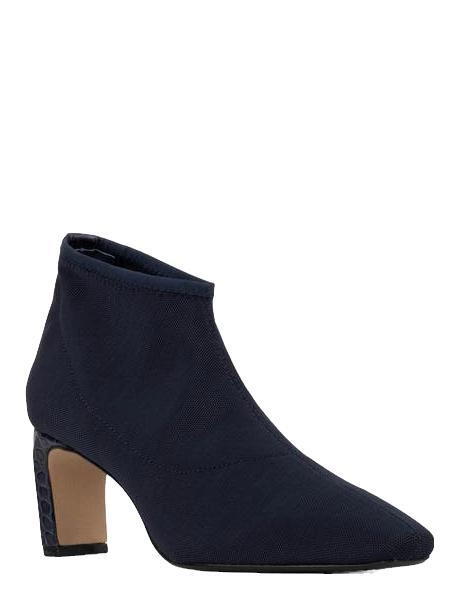 DONALD PLINER Birdee Croc Embossed Trim Bootie - Navy