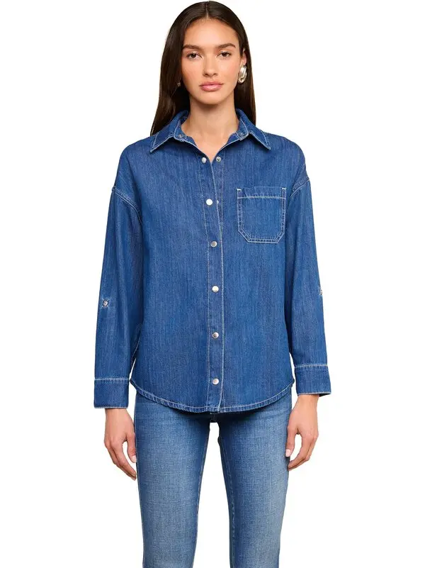L'Agence Jorah Oversized Featherweight Denim Shirt - Alto