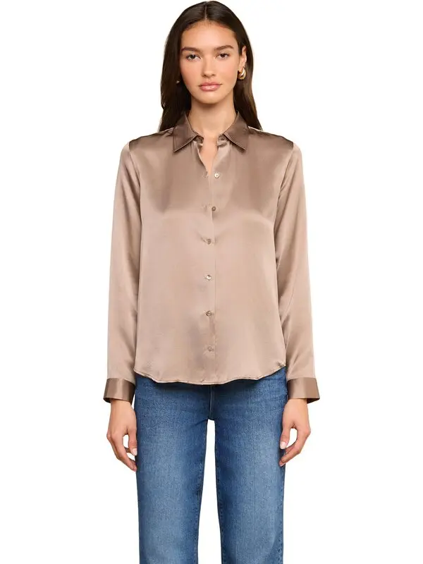 L'Agence Tyler Silk Blouse Top - Light Cardamom