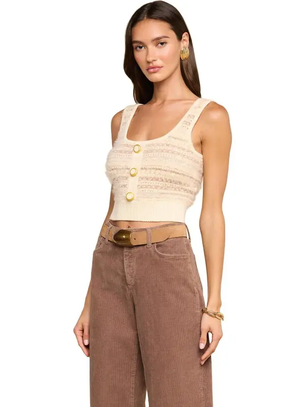 L'Agence Galene Cropped Knit Tank - Ecru/natural Multi