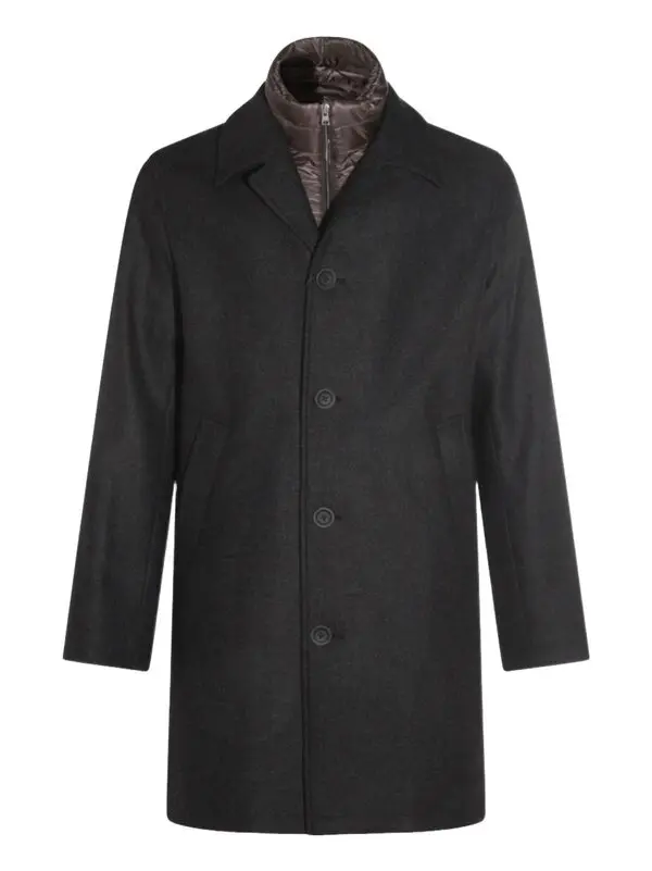 Herno Single Breasted Long Coat - Black