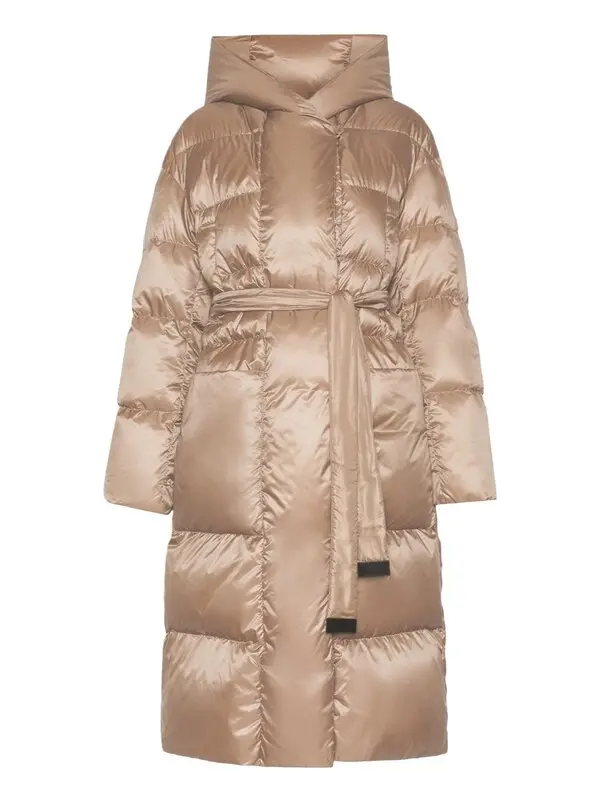 Max Mara Hooded Belted Puffer Coat - Clay