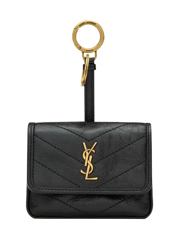 Saint Laurent Niki Charm Pouch In Vintage Leather - Black