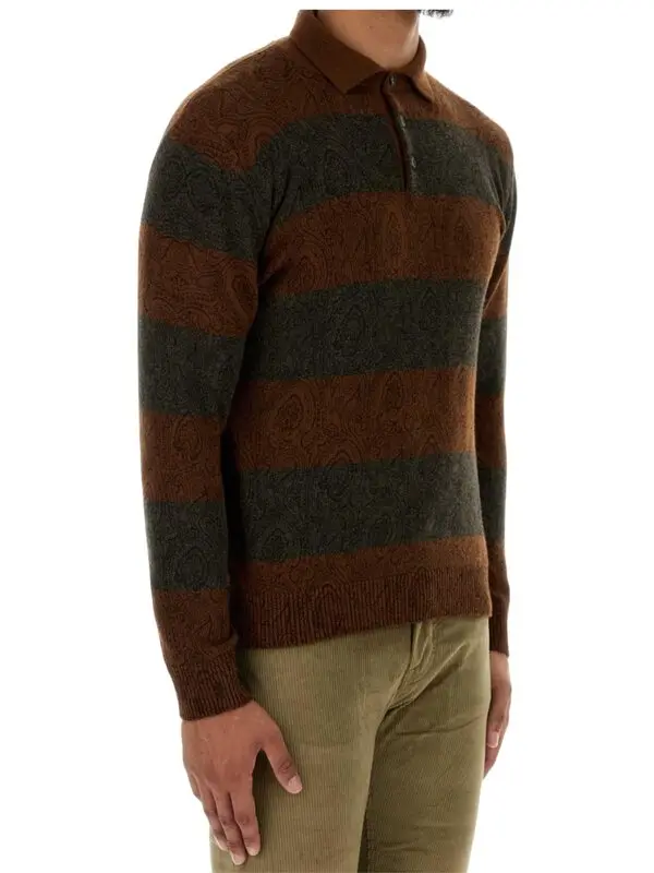 Etro Roma Knitted Long-sleeve Polo Shirt - Brown