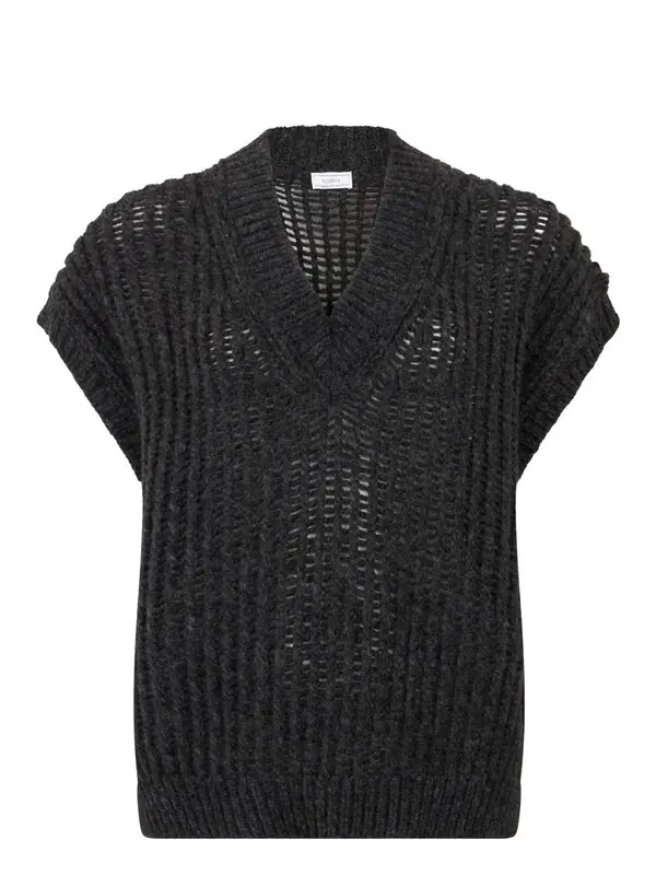 Peserico Open-knit V-neck Knitted Top - Black