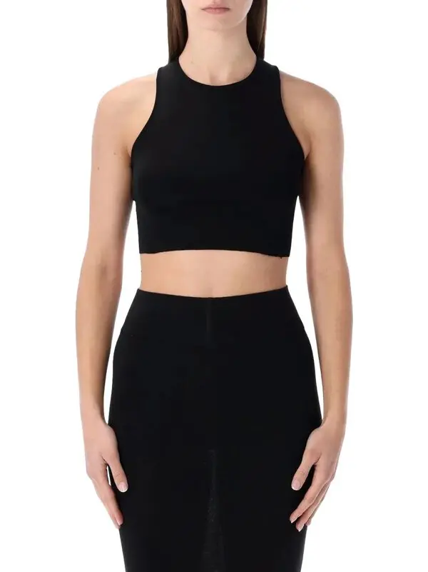 Rick Owens Cropped Crew Neck Tank Top - Nero