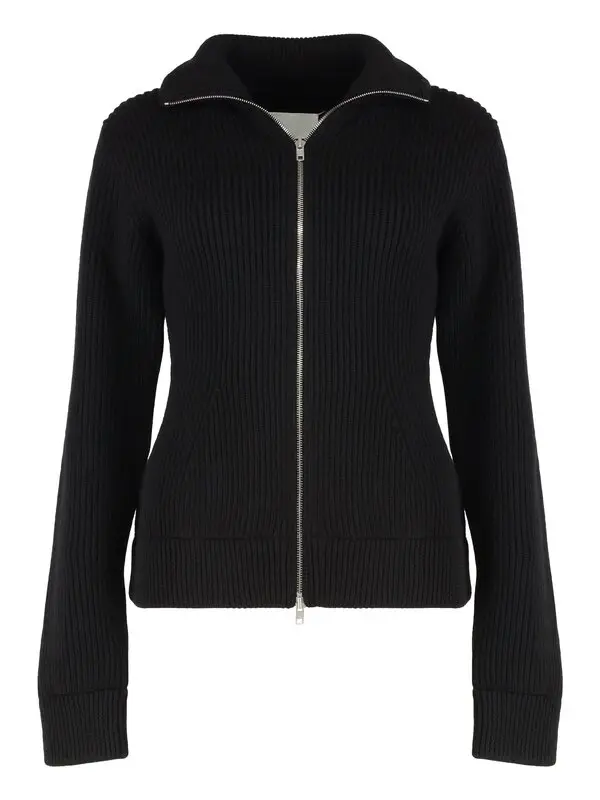 MAISON MARGIELA Ribbed Zip-up Cardigan - Black