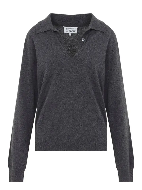 MAISON MARGIELA Twist Lambswool Polo Shirt - Grey