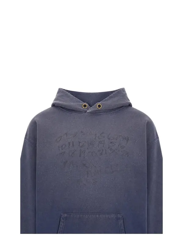 MAISON MARGIELA Cotton Hoodie With Graphic Detail - Blue