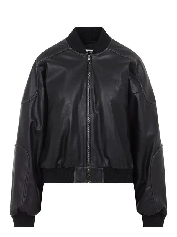 MAISON MARGIELA Faux Leather Bomber Jacket - Black