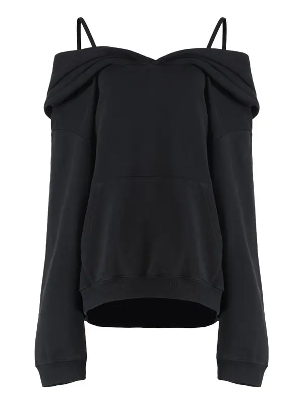 MAISON MARGIELA Cotton Hoodie With Adjustable Straps - Black