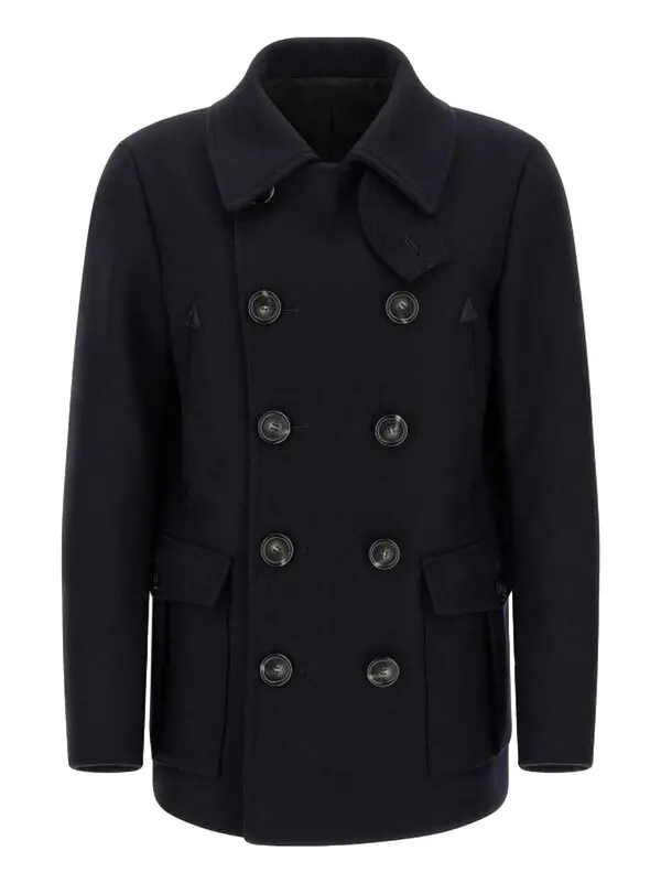 Dsquared2 Double-breasted Peacoat With Notched Lapel - Navy