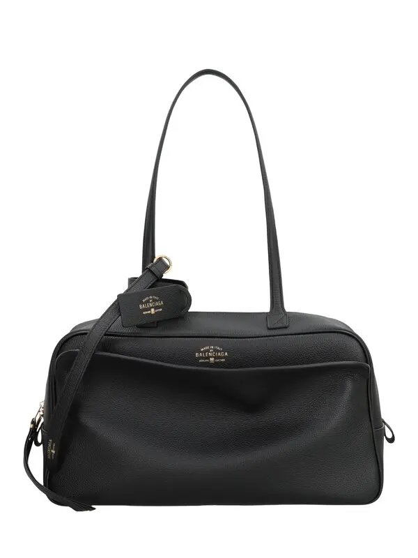 Balenciaga Bowling Handbag Carrie Media Calfskin Mini - Black
