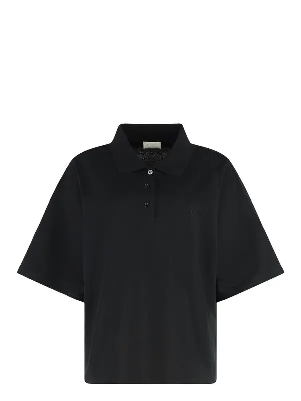 Saint Laurent Cotton-piqué Blend Polo Shirt - Black