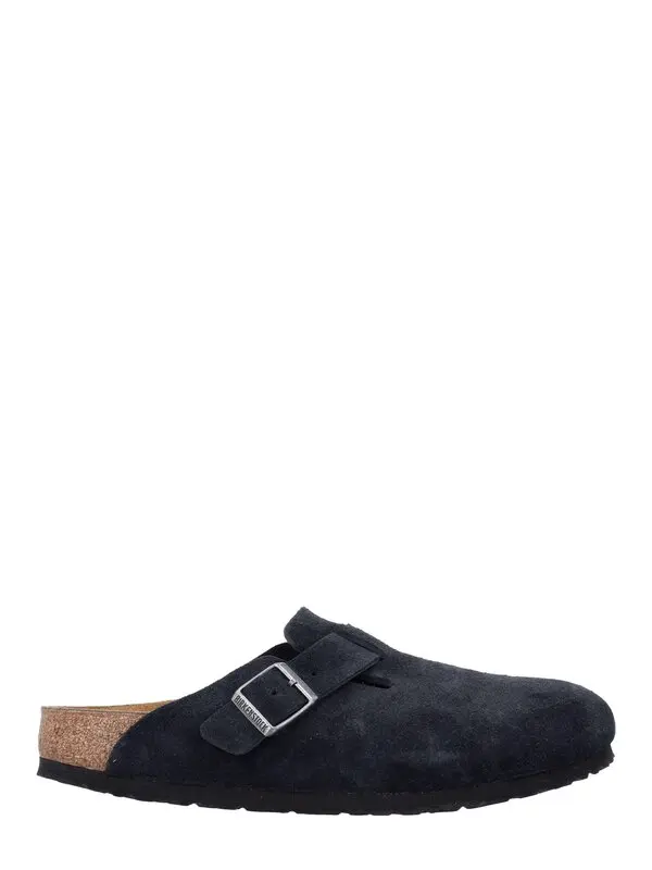 BIRKENSTOCK Boston Suede Mini Slide Sandals With Adjustable Metal Buckle - Nero