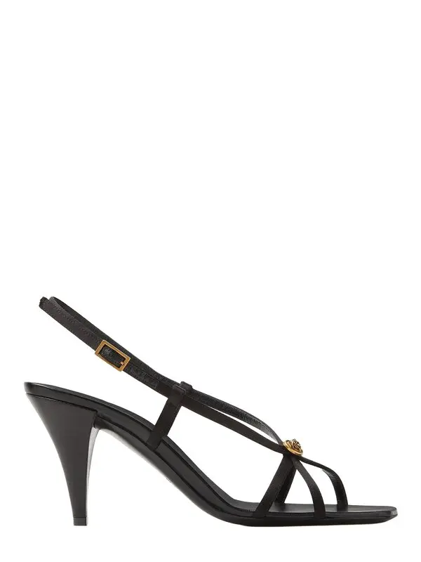 Versace Valentina Satin Slingback Sandals 80mm - Blackgld