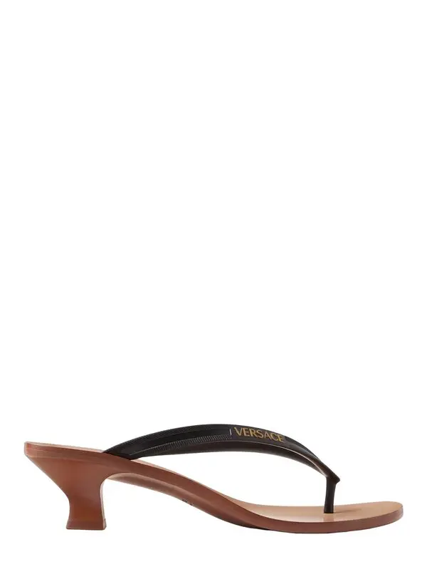 Versace Sophie Rubber Thong Sandals Mm - Black