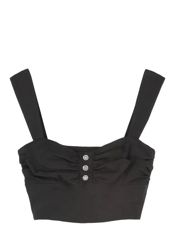 Pinko Decorative Button Crop Top - Black
