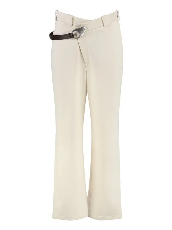 Pinko Paint Cotton Drill Trousers With Belt - Beige