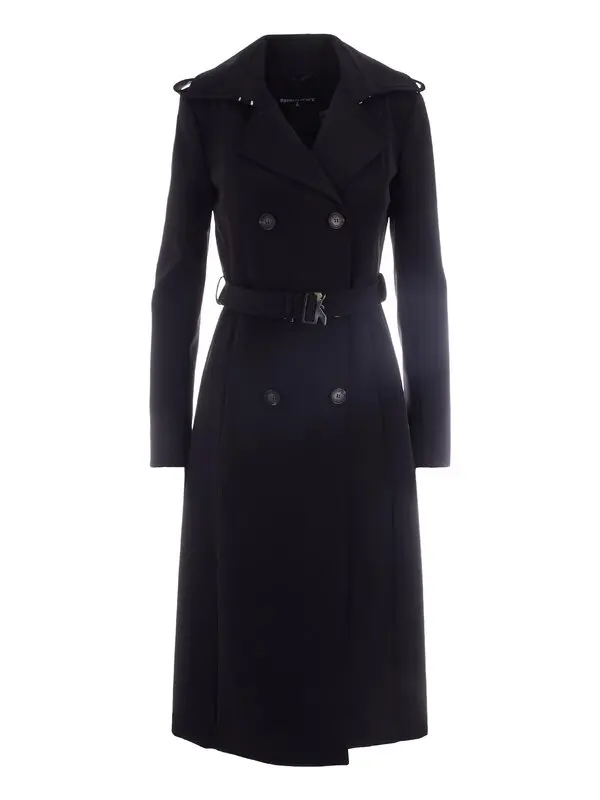 Patrizia Pepe Double Breasted Belted Coat - Nero