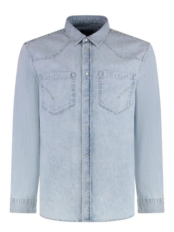 DONDUP Cotton Shirt With Two Front Pockets - Denim