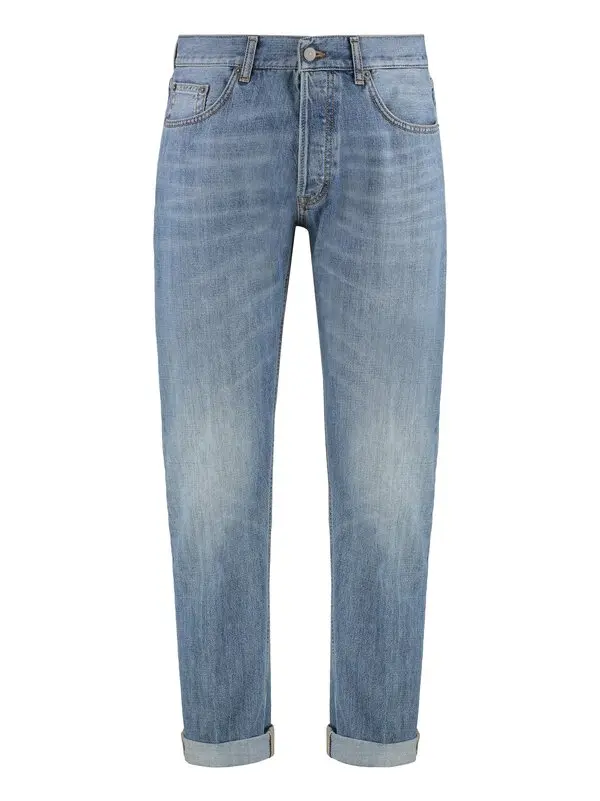 DONDUP Regular Fit Jeans With Roll-up Ankle Cuffs - Denim