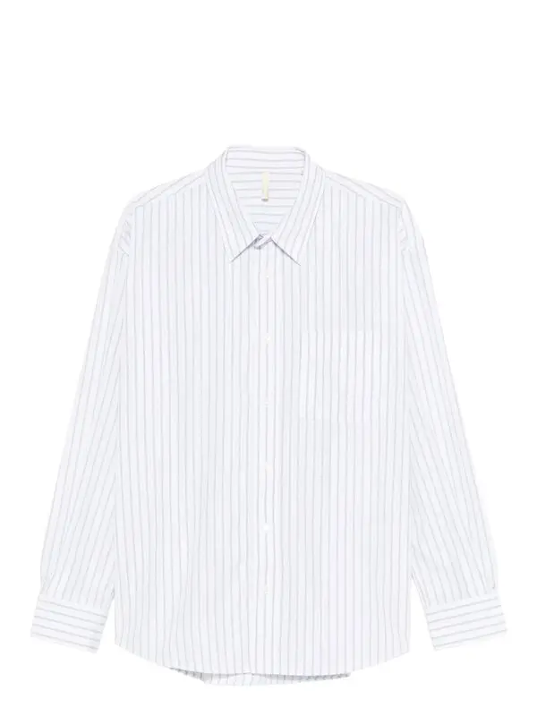 SUNFLOWER Regular-fit Poplin Shirt With Wide Placket & Chest Pocket - Bianco