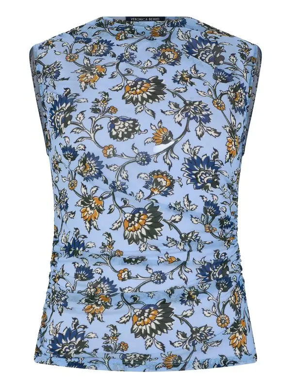 Veronica Beard Sleeveless Floral Top - Light Blue