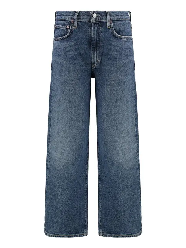 AGOLDE Cropped Jeans With Button & Rivet Detail - Denim