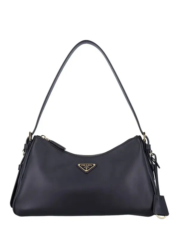 Prada Leather Hobo Shoulder Bag - Nero