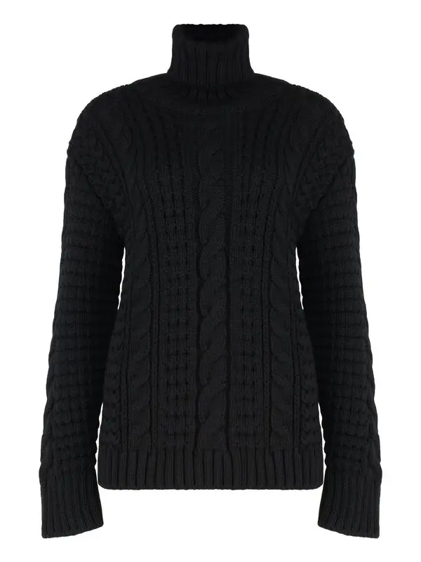 Moncler Cable-knit Virgin Wool Turtleneck Sweater - Black