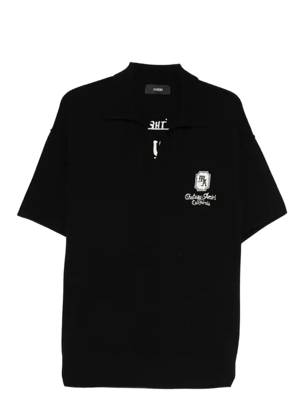 Amiri Logo-embroidered Wool Knit Short-sleeve Polo Shirt - Nero