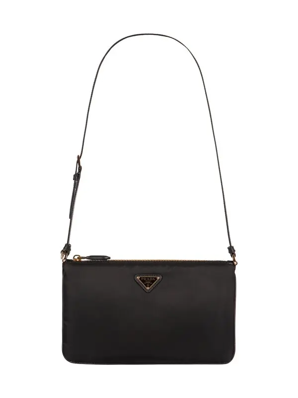 Prada Re-nylon Mini Shoulder Handbag With Gold-tone Hardware - Black