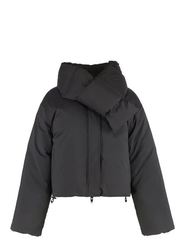 Alexander Wang Tech Fabric Down Jacket With Removable Scarf - Black
