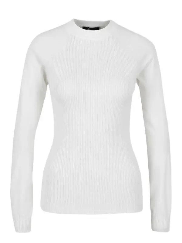 Moncler Crewneck Jacquard Logo Sweater With Textured Finish - Bianco