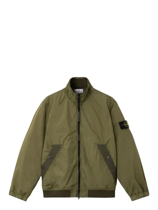 Stone Island Stand Collar Zip-up Jacket - Verde