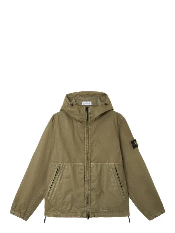 Stone Island Hooded Zip Jacket With Concealed Pockets - Verde