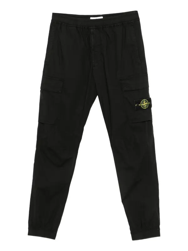 Stone Island Logo Patch Cargo Pants - Black