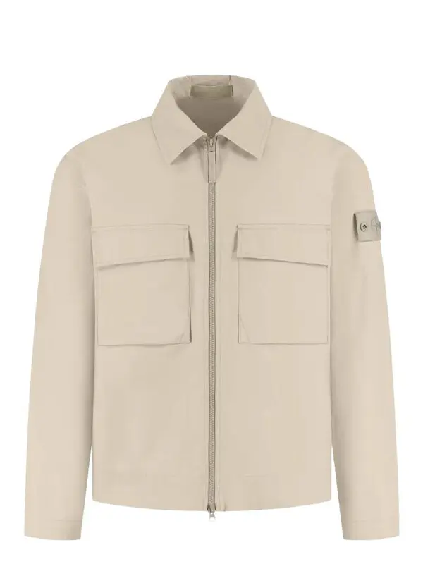 Stone Island Logo-patch Zip-up Jacket - Beige
