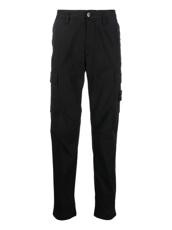 Stone Island Logo Patch Cargo Trousers - Black