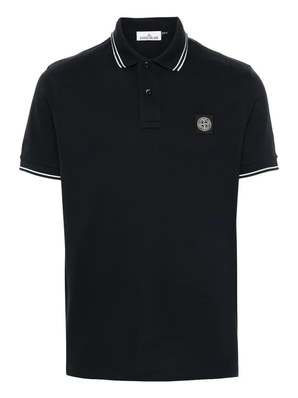Stone Island Organic Cotton Piqué Stretch Polo Shirt - Navyblue
