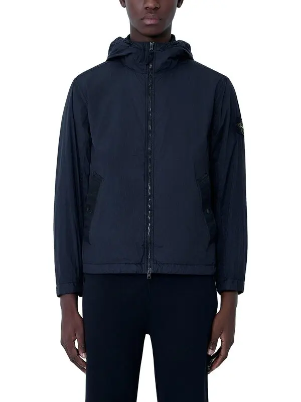 Stone Island Compass-motif Zip-up Hooded Jacket - Black