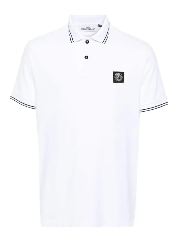 Stone Island Organic Cotton Piqué Polo With Stretch - White