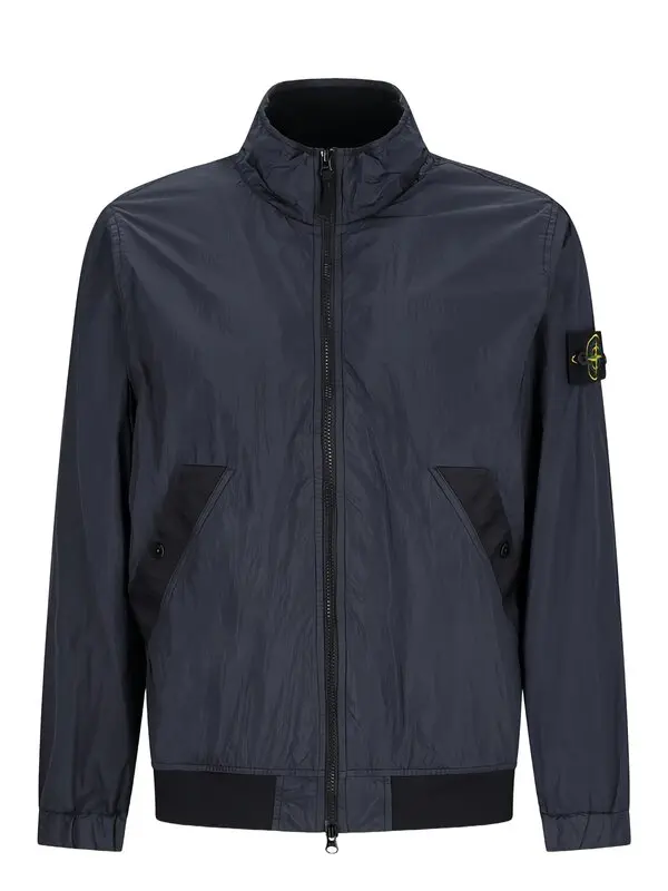 Stone Island Long Sleeve Performance Jacket With Stand Collar And Zip Up Closure - Navyblue
