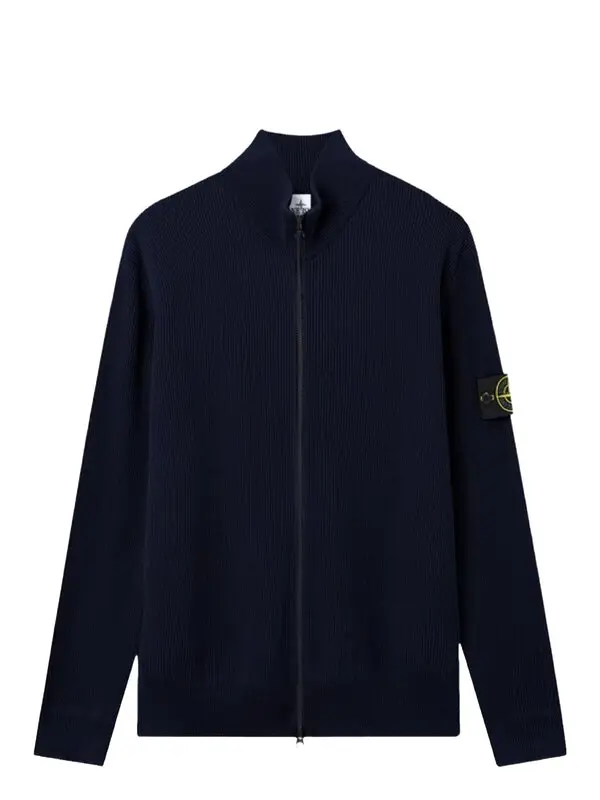 Stone Island Logo Patch Zip-front Cardigan - Navyblue