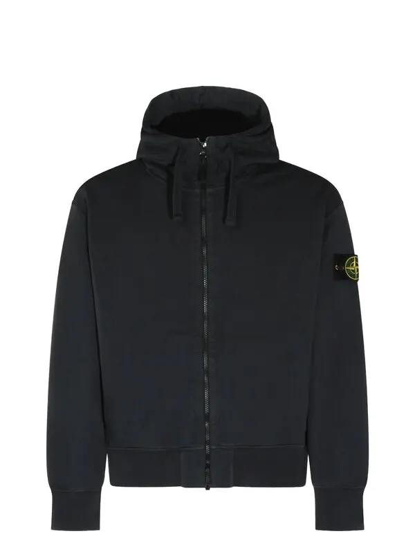 Stone Island Logo Patch Zip-up Hoodie - Bluenavy