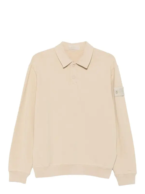 Stone Island Logo-patch Button-up Polo Shirt - Beige